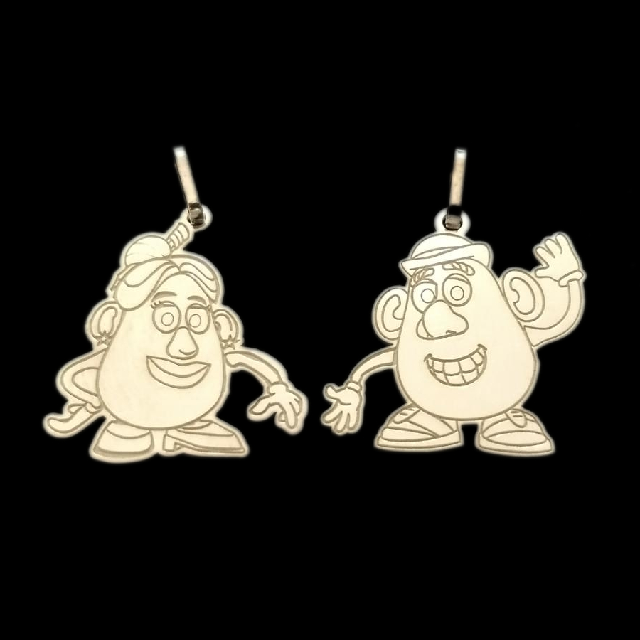 Pingente em Prata Sr cabeça de batata ou Pingente Sra cabeça de batata